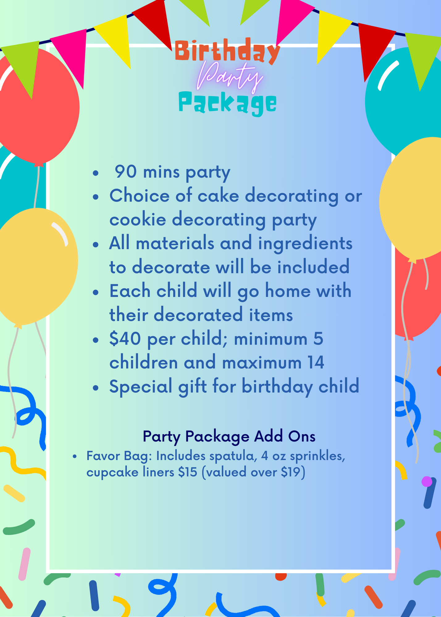 Birthday Party Package – The Dessert Depot